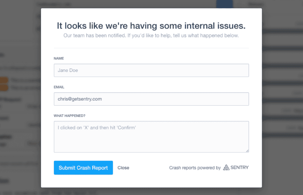 Set Up User Feedback | Sentry for JavaScript